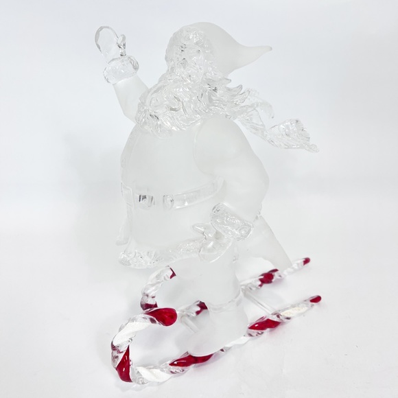 Holiday | Vtg Holiday Ice Sculpture Christmas Santa On Skis Frosted ...